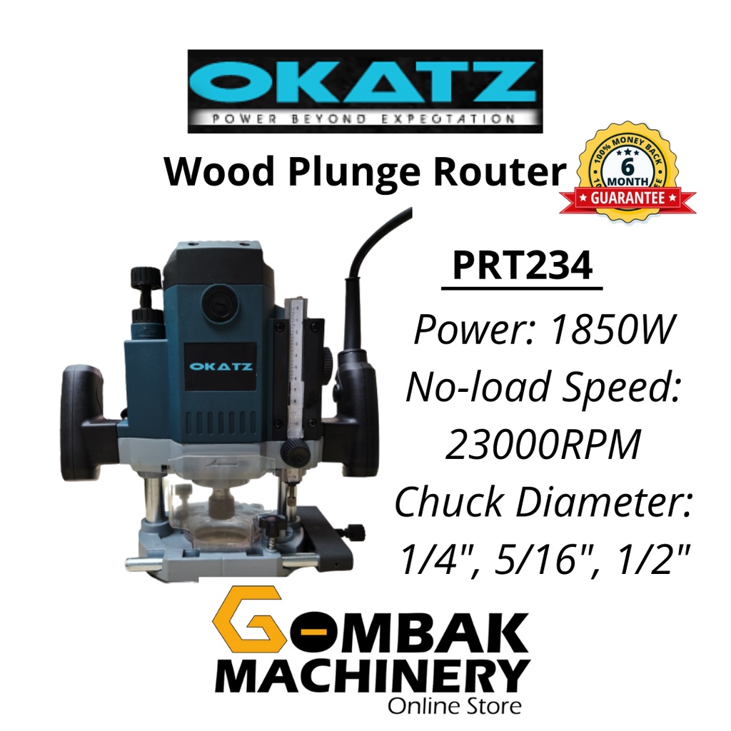 OKATZ PRT234 1850W 1/2" Wood Plunge Router -Variable speed -Heavy Duty ...