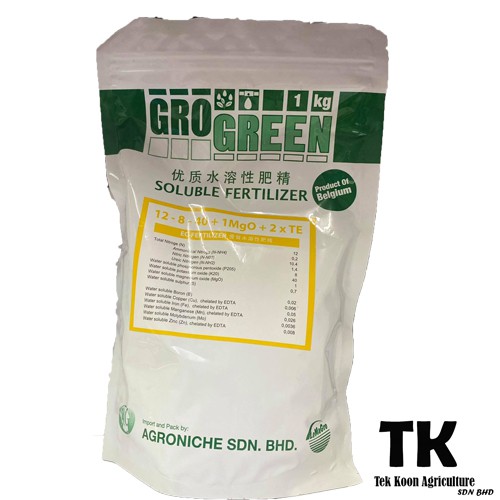 GroGreen Soluble Fertilizer 12 - 8 - 40 + 1MgO + 2 x RE - 1KG | Shopee ...