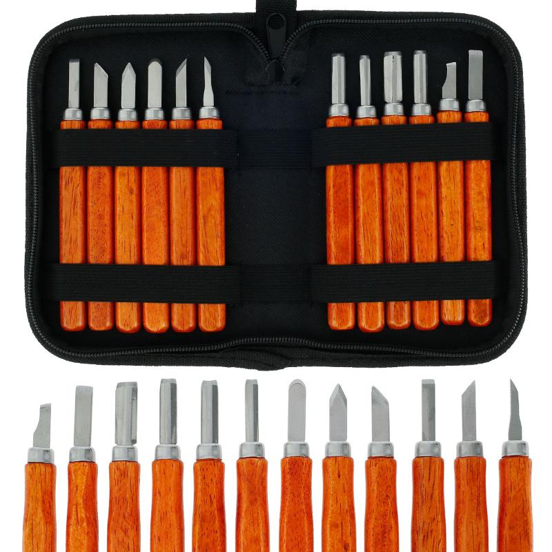 3c1 12 Pieces Wood Carving Tools SK2 Portable Carbon Steel Chisel Set ...