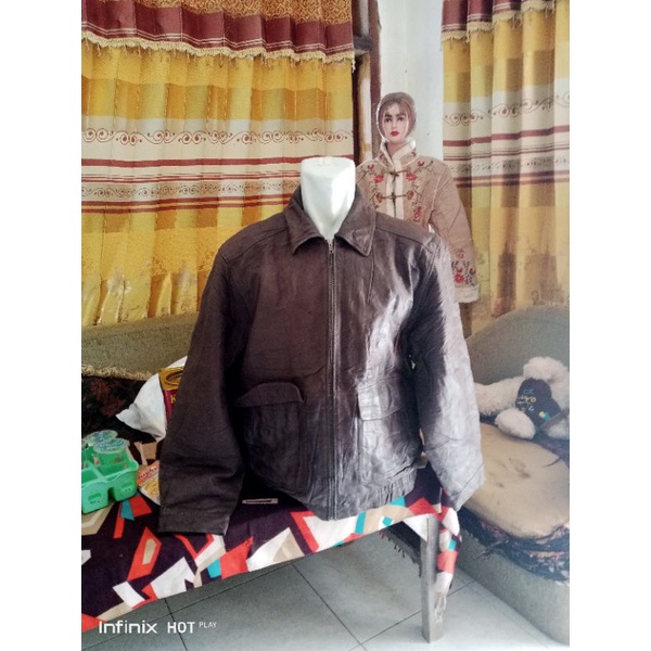 Shanghai Collar Imported Genuine Leather Jacket | Shopee Malaysia