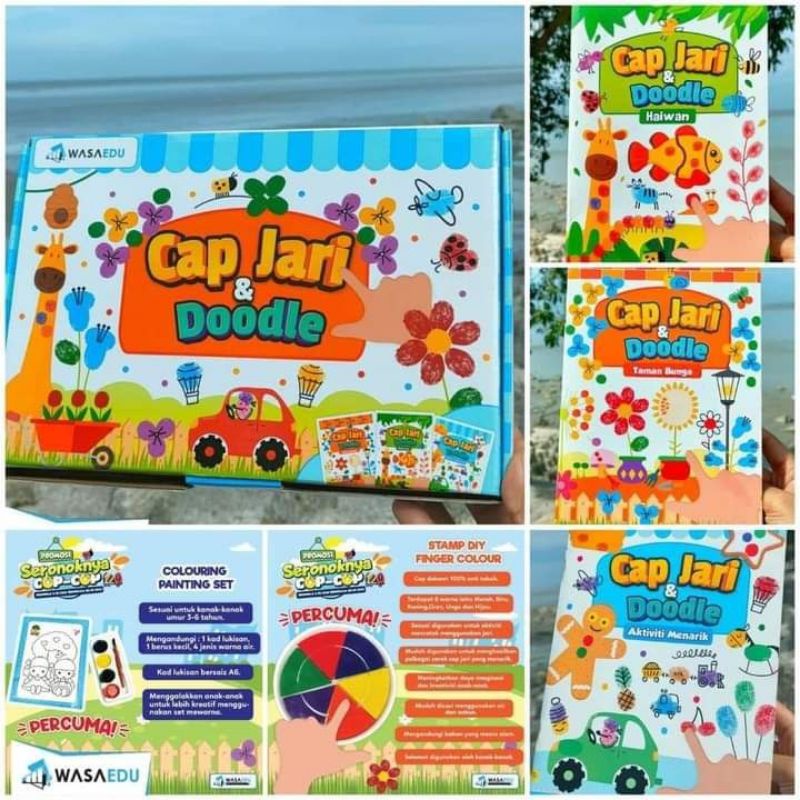 BUKU CAP JARI & DOODLE/BLOCK KAYU MAGNETIC/BUKU LUKISAN/EARLY BOOK/BUKU ...