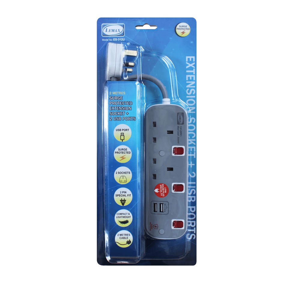 LEMAX USB Extension Socket SIRIM Approved with Surge Protection Fast ...