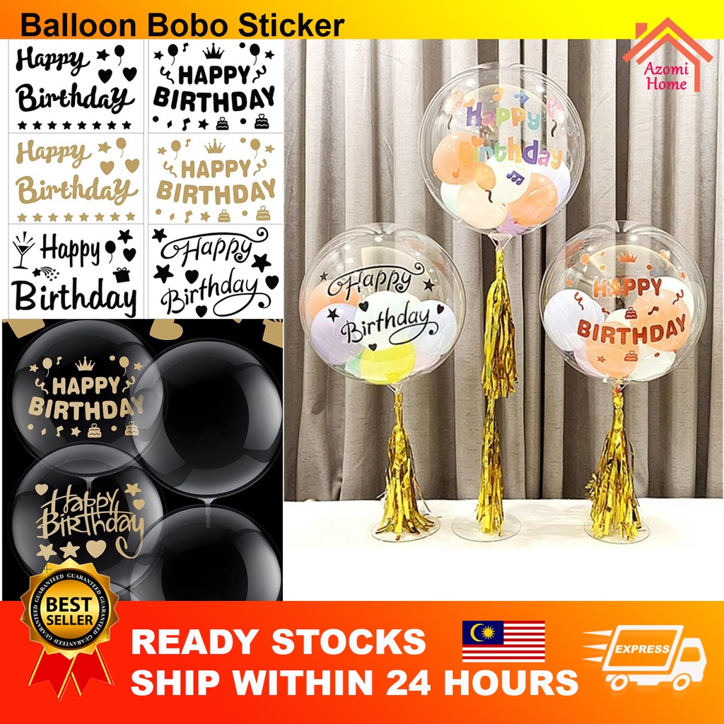 DIY Happy Birthday Balloon Sticker for Party Bobo Sticker Belon Party ...