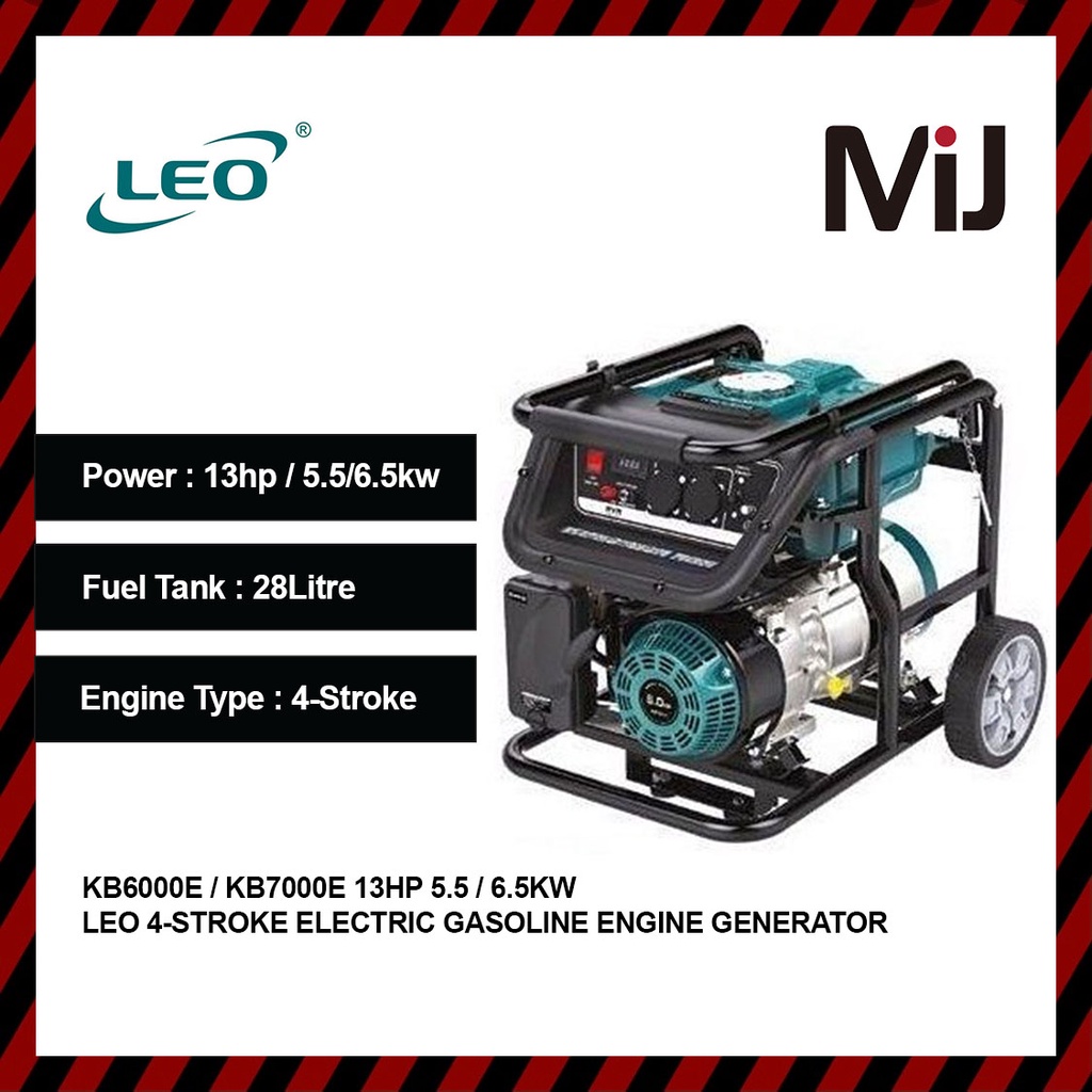 KB6000E / KB7000E 13HP 5.5 / 6.5KW LEO 4-STROKE ELECTRIC GASOLINE ...