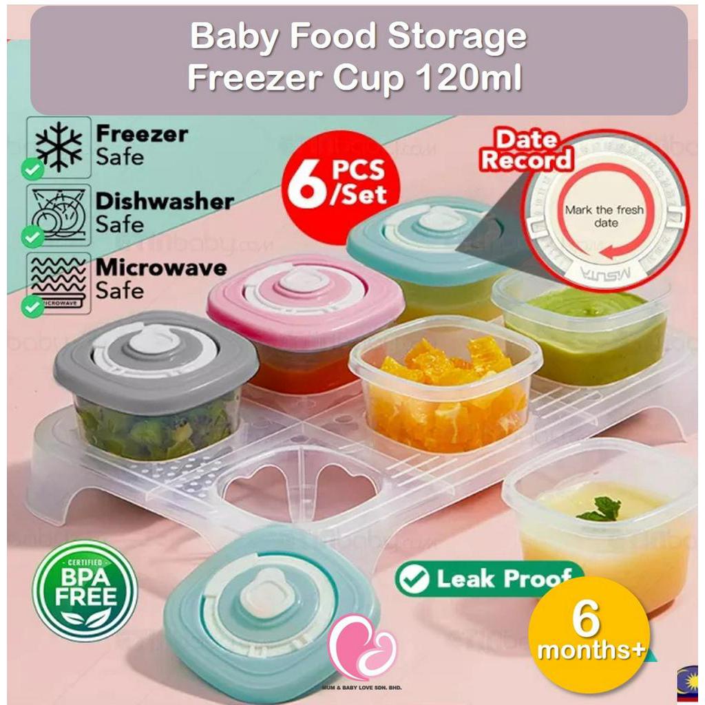 6pcs 120ml Baby Food Container, Freezer Storage Cup with Tray | Bekas ...