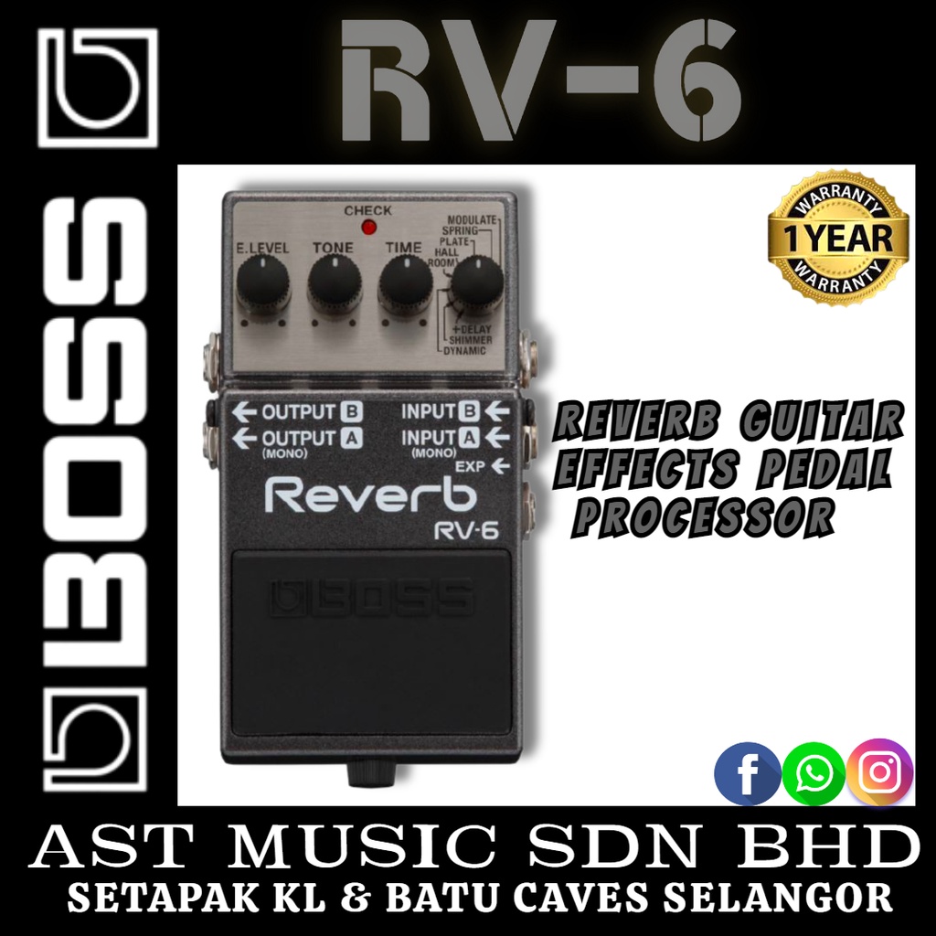 Boss RV-6 Reverb Guitar Effects Pedal Effect Processor ( RV6 / Rv6 ...