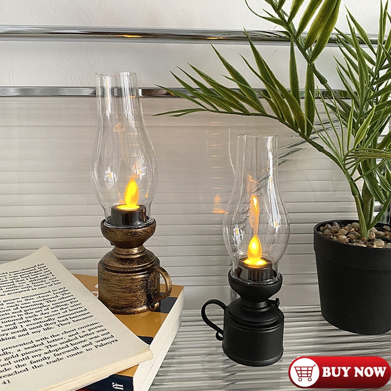WOW Lampu Hiasan LED Night Light Retro Kerosene Lamp Shape Flameless ...