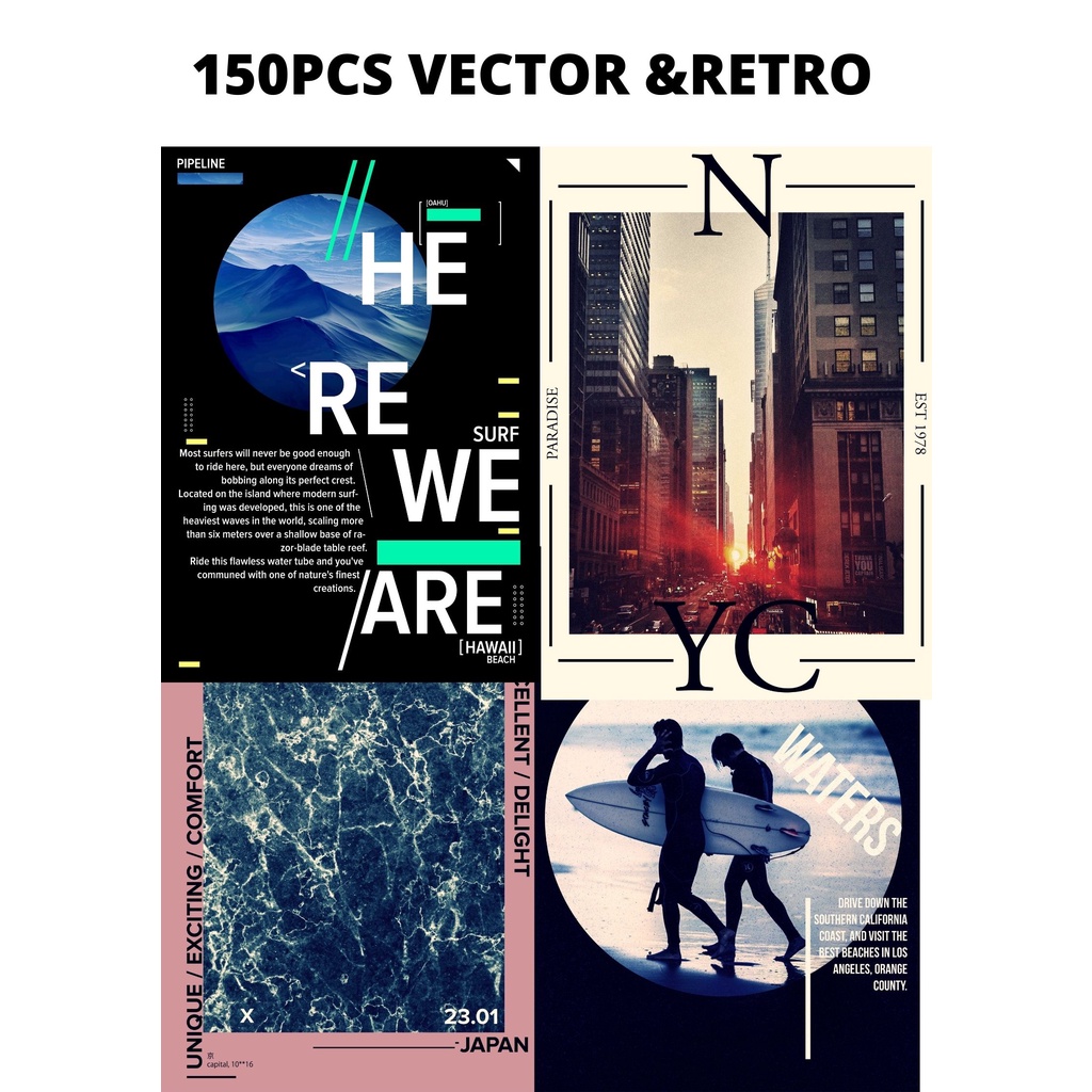 7003 150pcs Vector & Retro Design Poster Template psd jpg background ...