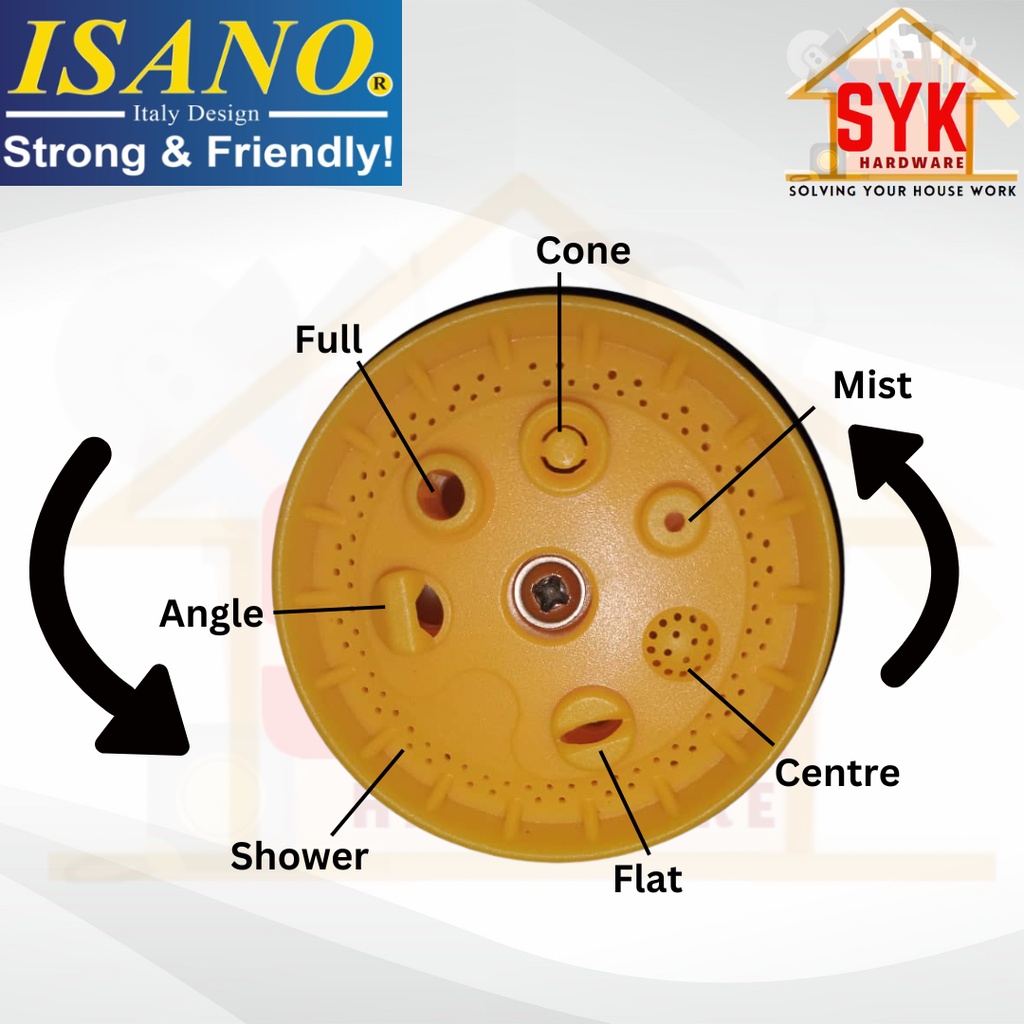 SYK Isano 1660HN 7 Functions Luxury Hose Nozzle High Pressure Watering ...