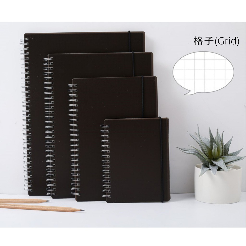 [Ready Stock]Grid Line notebook, Spiral Book, A5 B5 A4 Waterproof cover ...