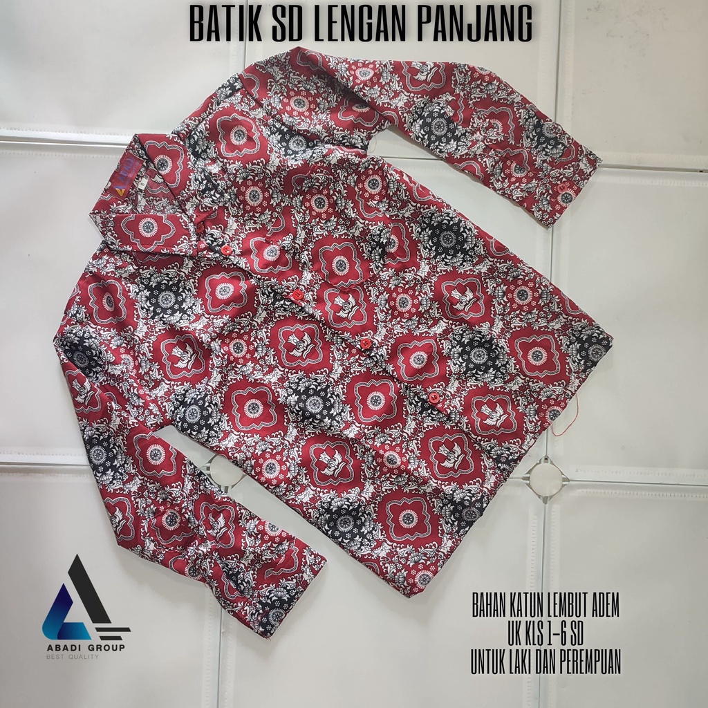 MERAH Long sleeve red elementary school Batik for boys and girls ...