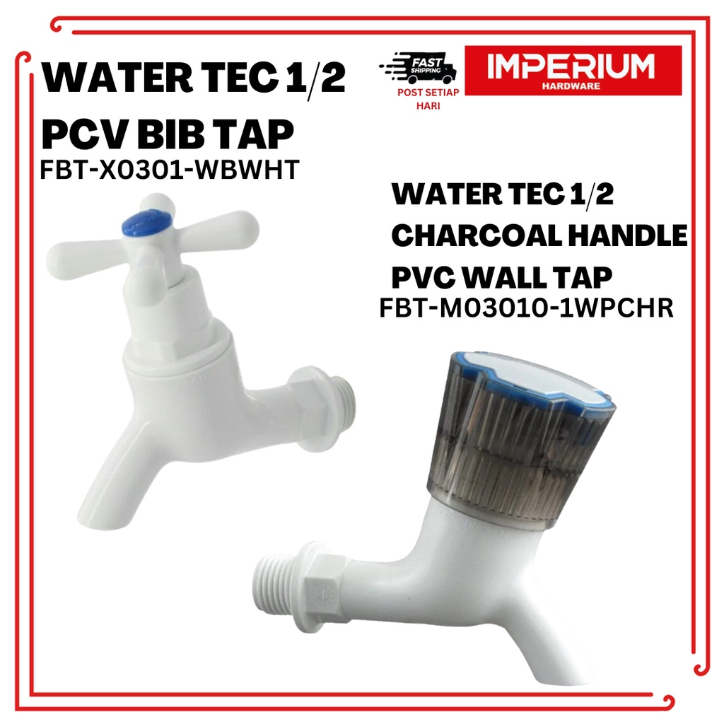 WATER TEC 1/2 PCV BIB TAP / WATER TEC 1/2 CHARCOAL HANDLE PVC WALL TAP ...