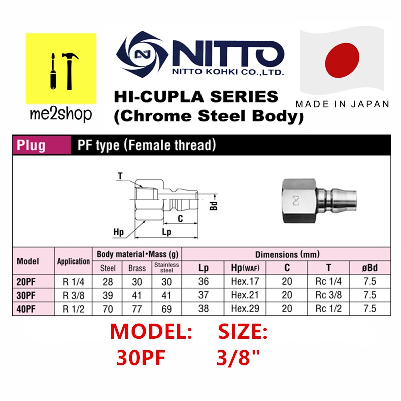 NITTO AIR QUICK COUPLING / PNEUMAITC AIR COUPLER /KEPALA PAIP ANGIN ...
