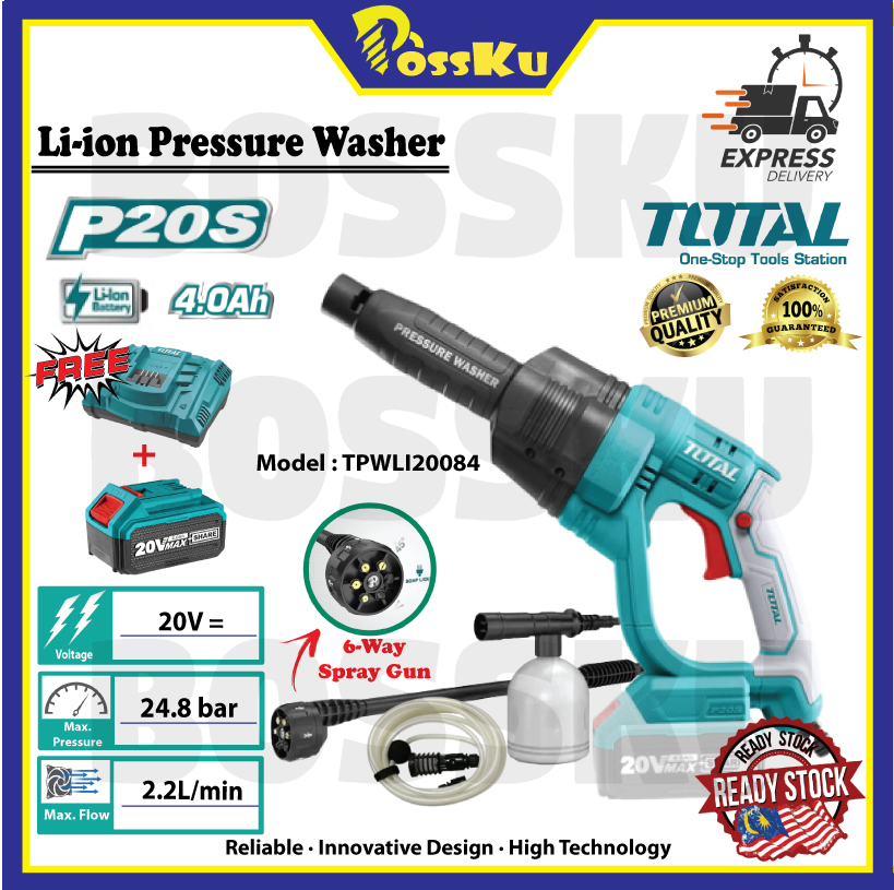 TOTAL Cordless Li-ion Pressure Washer TPWLI20084 | Shopee Malaysia