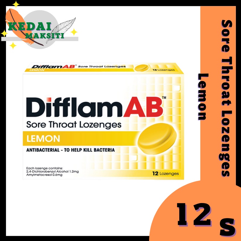 Difflam AB Sore Throat Lozenges 12'S ( Lemon ) | Shopee Malaysia