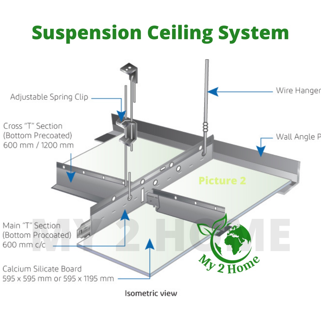 MY2HOME Ceiling Grid System Suspension Ceiling System Main Tee Cross ...