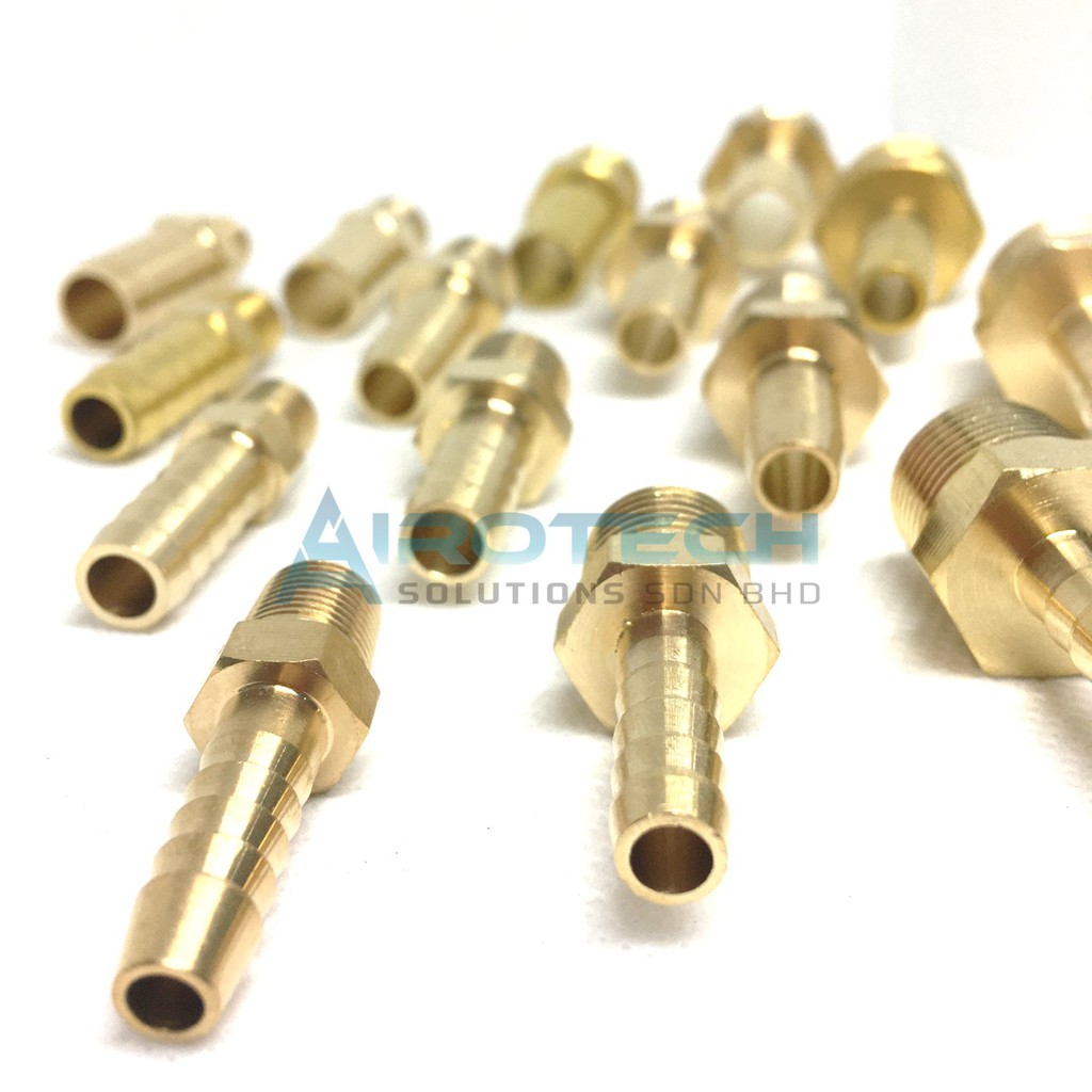Brass Fitting Single Tail Barb Connectors Hose Thread Fitting Nipple ...