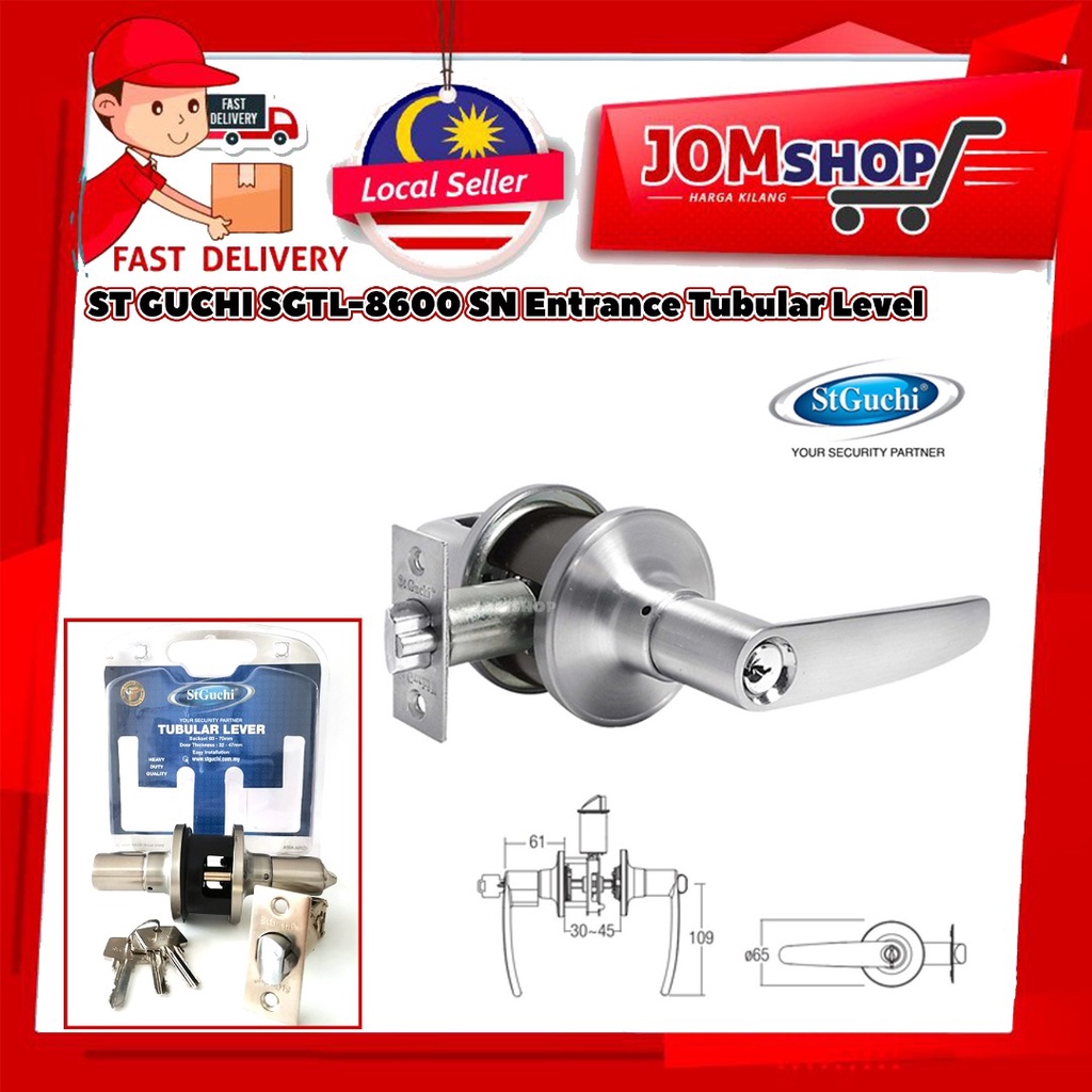 St Guchi SGTL 8600 SN Tubular Lever Cylindrical Cylinder Door Lock ...