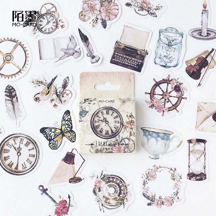 46pcs Retro Memory Sticker Diary Sticker Scrapbook Decoration Paper ...