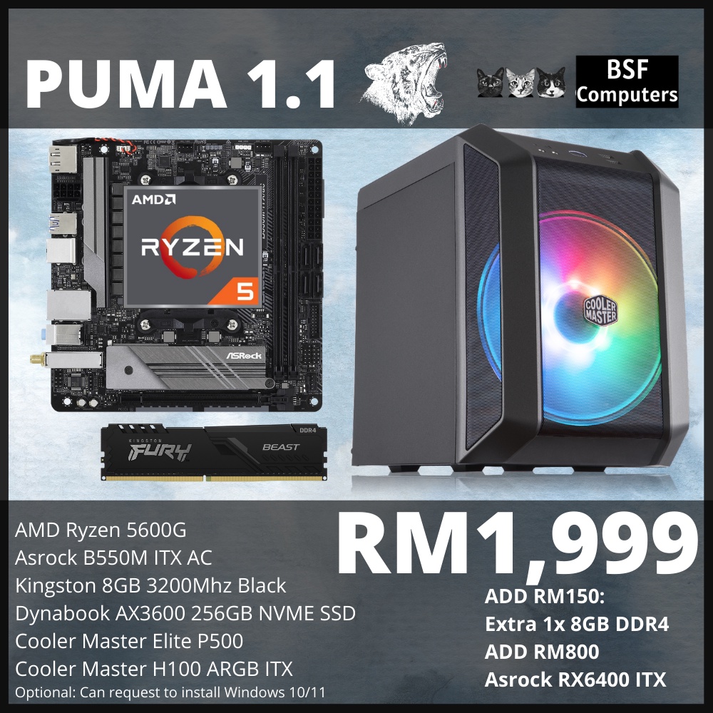 AMD Ryzen 5600G Full Set Mini ITX CPU 8GB DDR4 COOLER MASTER H100 ARGB ITX PUMA 1.1 | Shopee ...