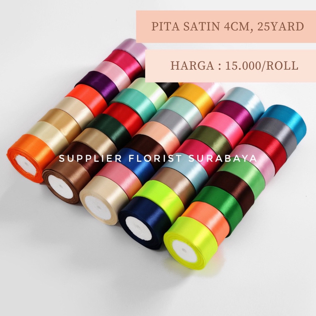 [PER Roll] SATIN RIBBON 1.5 INCH 4 CM 25 YARD 22 METER 1.5 INCH ...