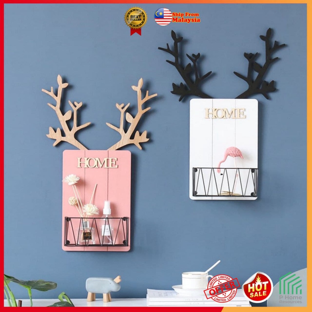 Rack wooden antlers wall decoration / rak hiasan dinding tanduk kayu ...