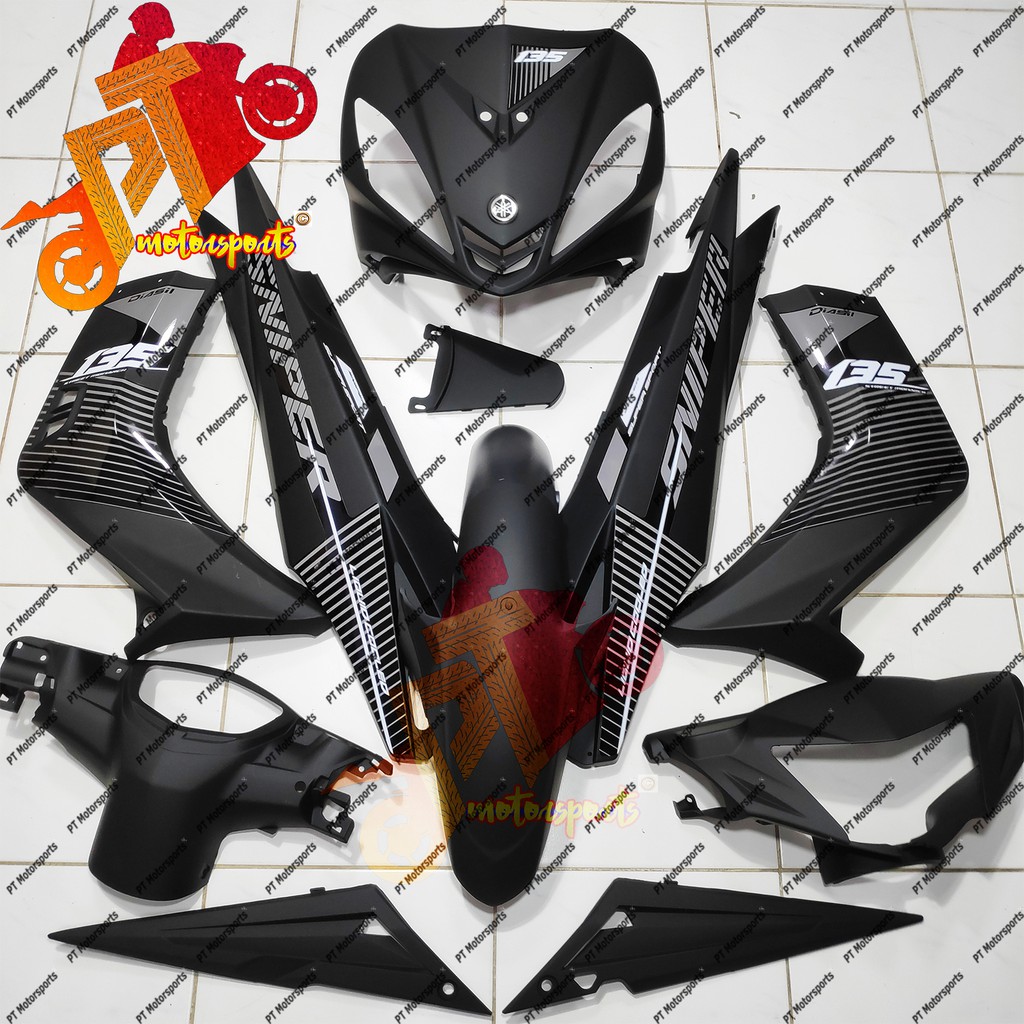 Yamaha LC 135 V1 Cover set Bodyset Matt Black Metallic Black Sniper ...
