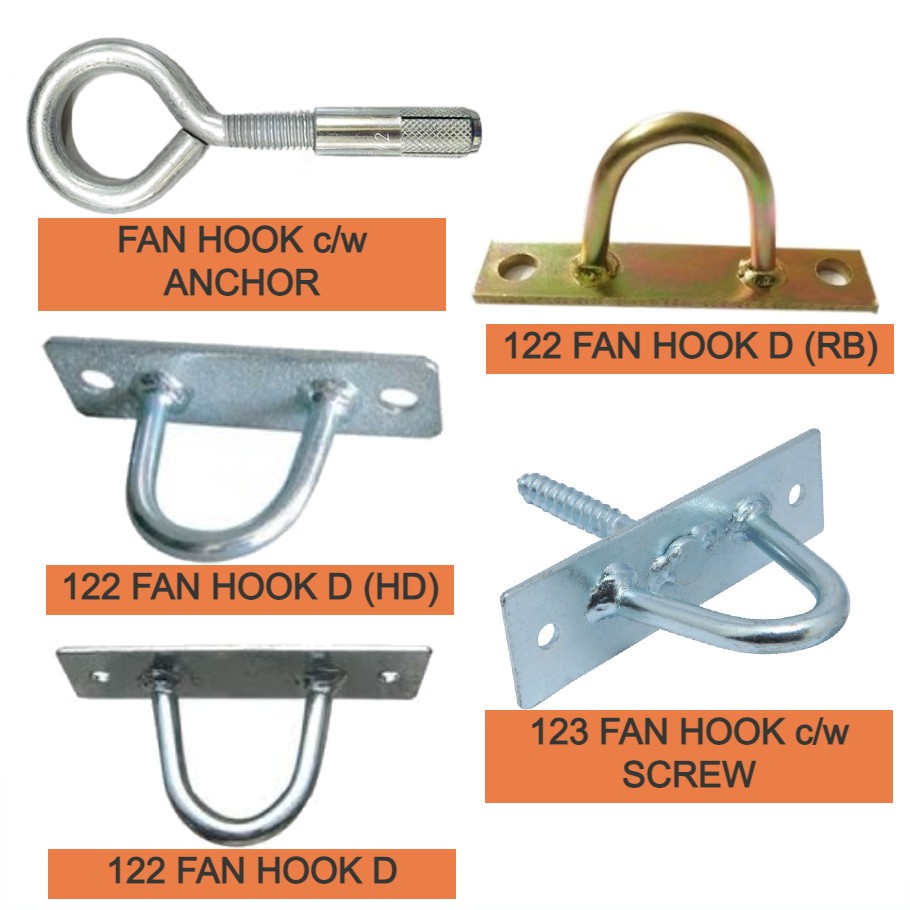 122 FAN HOOK FAN HOOK D / 123 FAN HOOK with SCREW / CANGKUK KIPAS / U ...