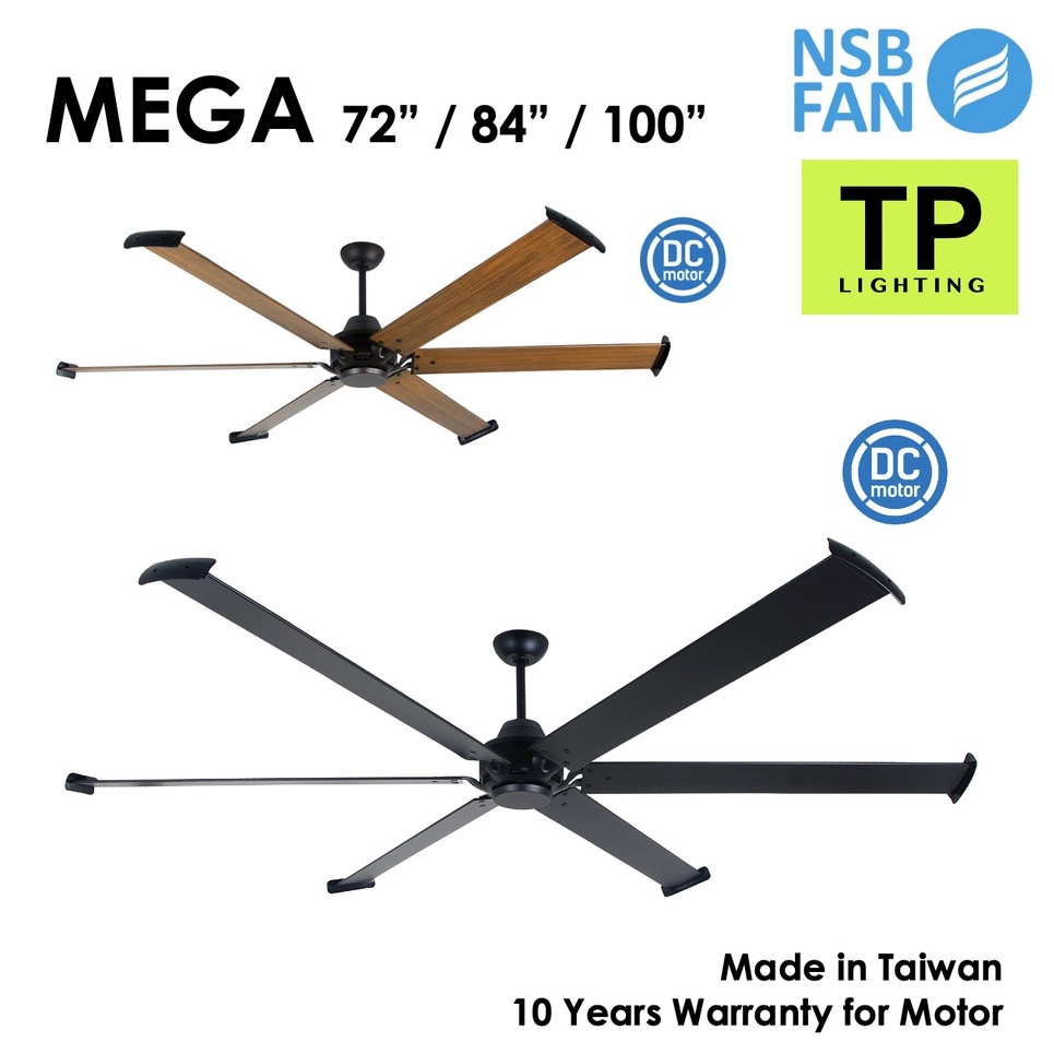 NSB VENTO MEGA 72" / 84" / 100" DC CEILING FAN 6 BLADES REMOTE CONTROL ...