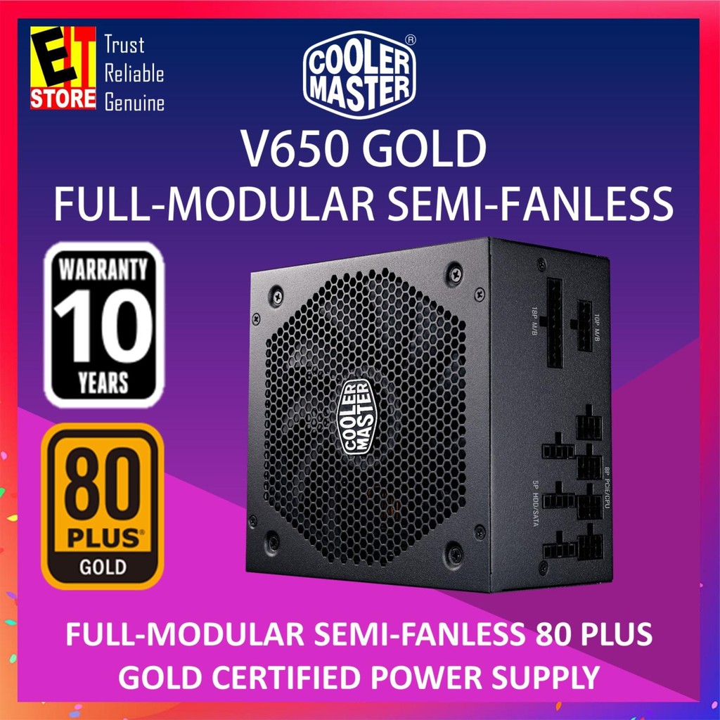 XUzH COOLER MASTER V650 GOLD FULL-MODULAR SEMI-FANLESS 80 PLUS GOLD ...