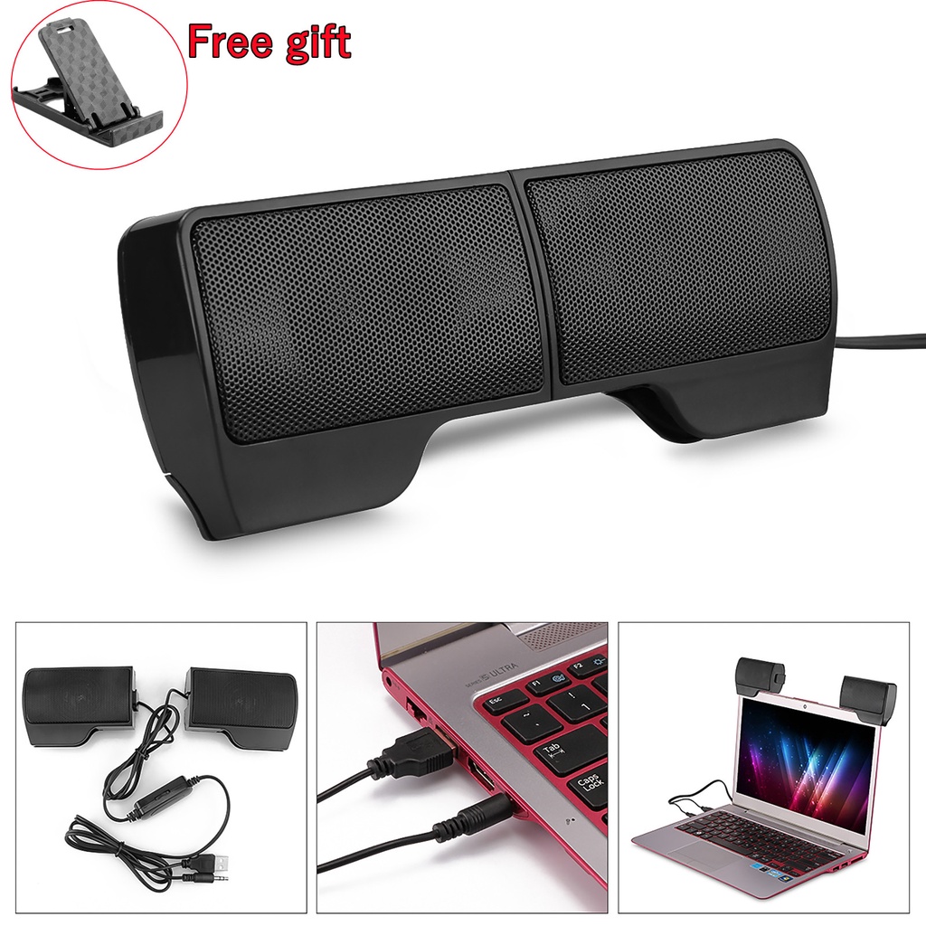 【Free gift】Portable Multimedia Speaker Mini Clip-On USB Powered Stereo ...