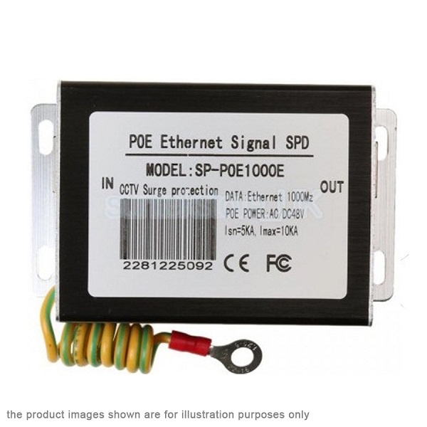 CCTV SPD-POE1000E Network Surge Protector 10/100/1000Mbps RJ45 Gigabit ...