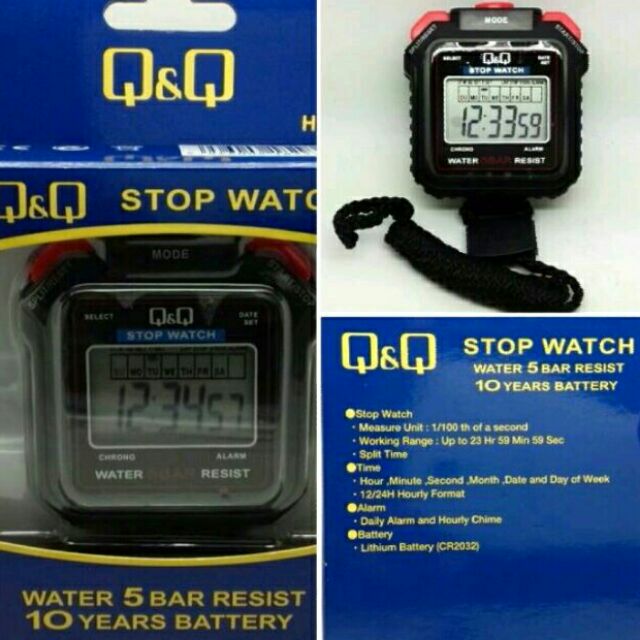 Q&Q STOPWATCH HS43 (1YEAR WARRANTY) ORIGINAL WATER RESISTANT WHOLESALE | Shopee Malaysia