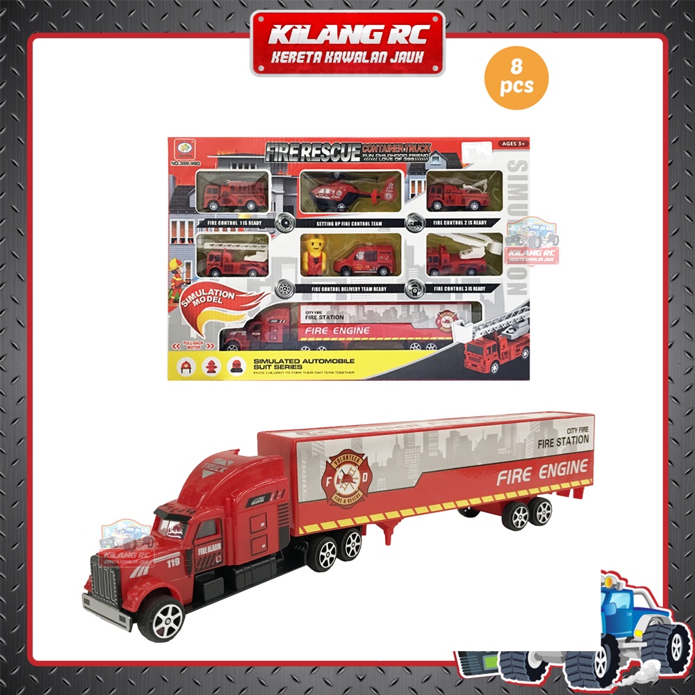 Fire Rescue Container Truck Play Set / Pull Back Truck (Ready stock ...