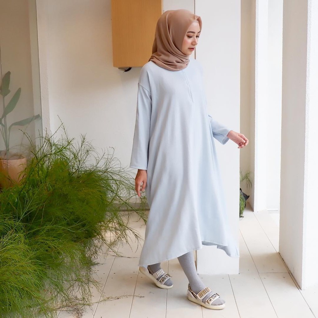 (PRELOVED) Nori Light Blue Dress Pregnant Friendly By Ema Daily ...