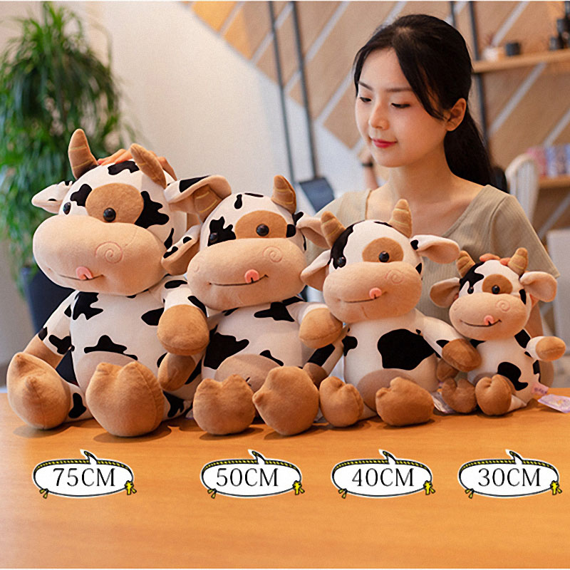 4 Sizes Stuffed Animal Happy Cow Moo-moo Baby Girl Doll Friend Soft ...