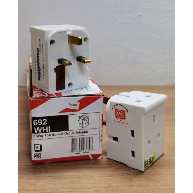 MK 692 WHI 3WAY 13A SIRIM MULTI SOCKET OUTLET ADAPTOR | Shopee Malaysia
