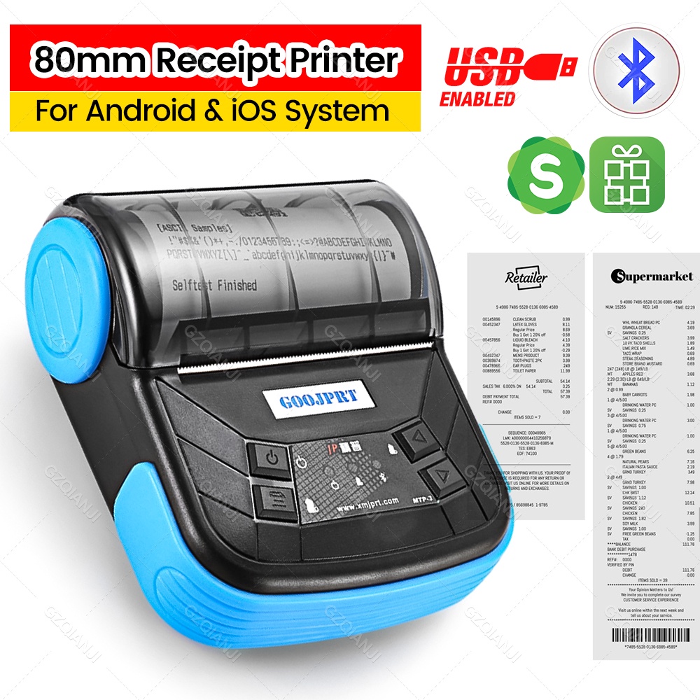 Thermal Printer 80mm / 58MM Bluetooth Receipt Printer Portable Mini Ticket Printing For ...