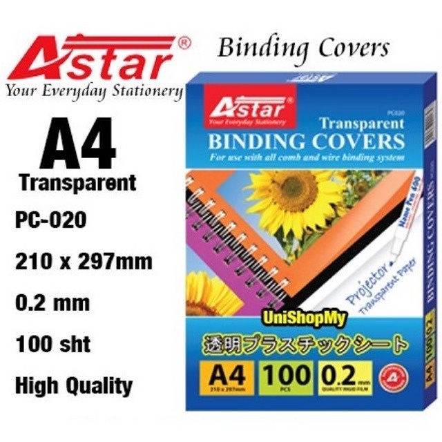 Binding Cover A4 Rigid Sheet Astar Presentation Cover Transparent A4 ...