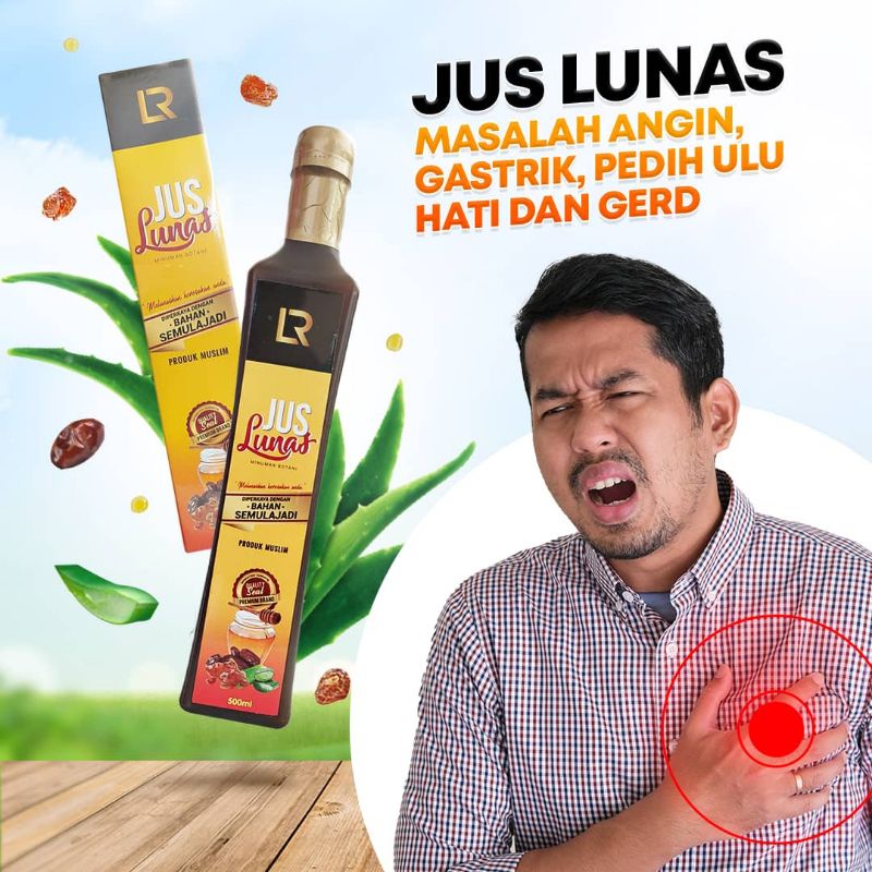 JUS LUNAS PENAWAR GASTRIK GERD ANGIN MEDU PEDIH ULU HATI 535ML | Shopee ...