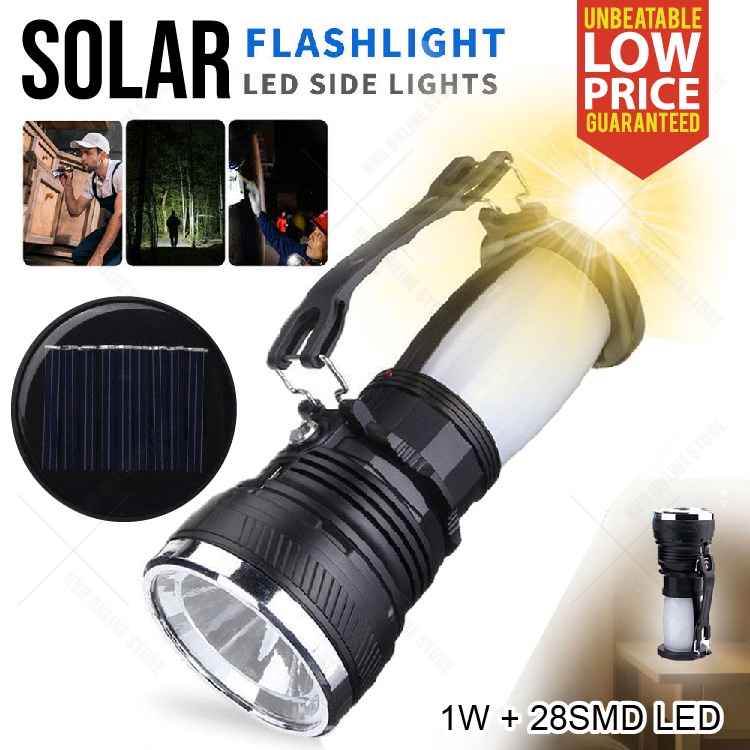 Portable Torchlight Solar Power Rechargeable 1W+24SMD LED Flashlight ...