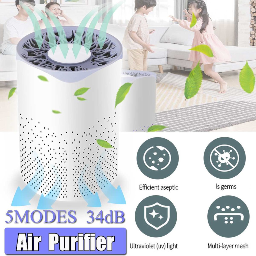 RECCI Home Office Air Purifier 5 Modes USB Air Cleaner Ionizer UV Light ...