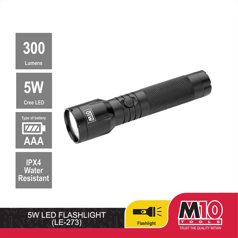 M10 Aluminium Led Flashlight/Light/Torch Light (5W) LE-273 | Shopee ...