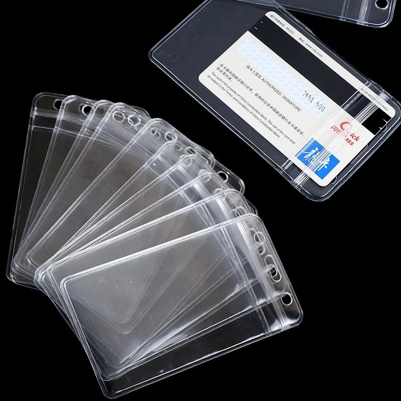 1/5pcs Vertical Transparent PVC ID Card Holder / Credit Passport Card ...