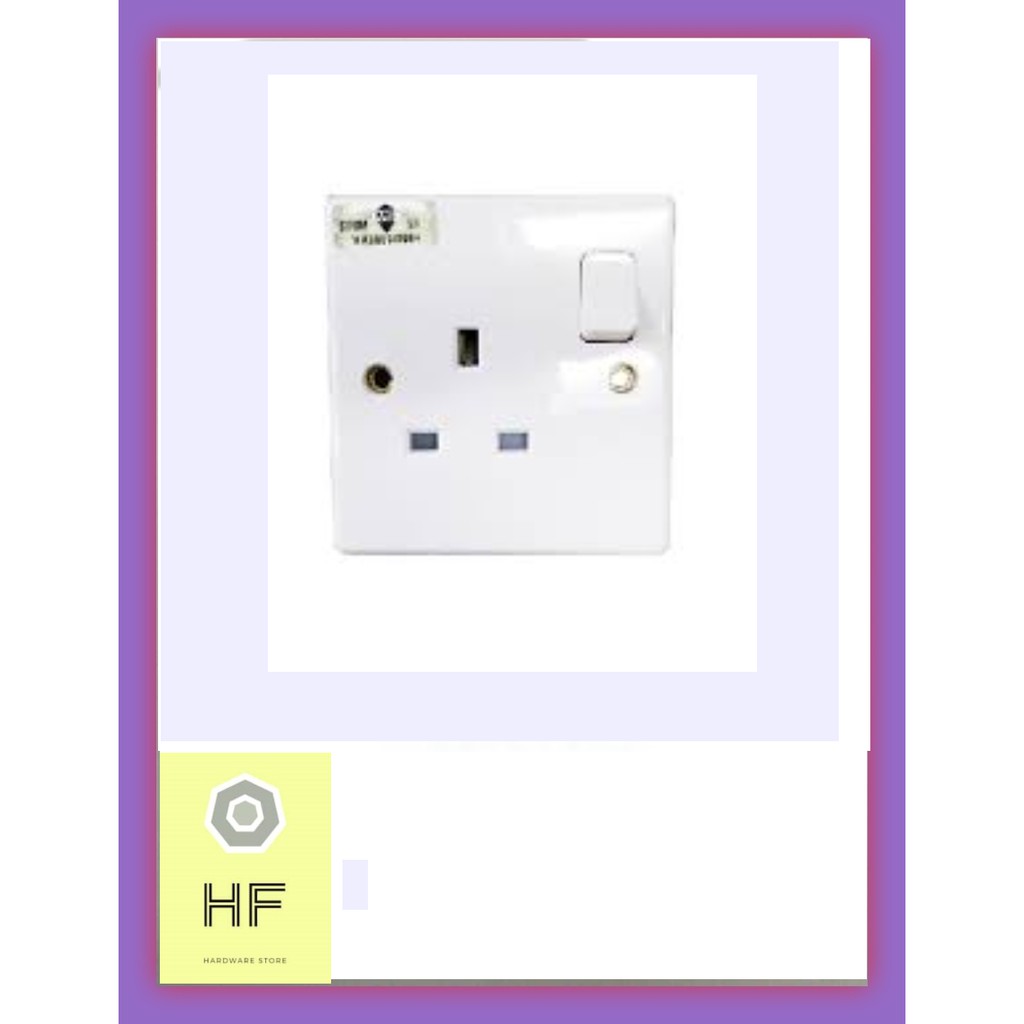 SINGLE 13A Switch Socket 3 Pin Wall Socket With SIRIM PVC | Shopee Malaysia