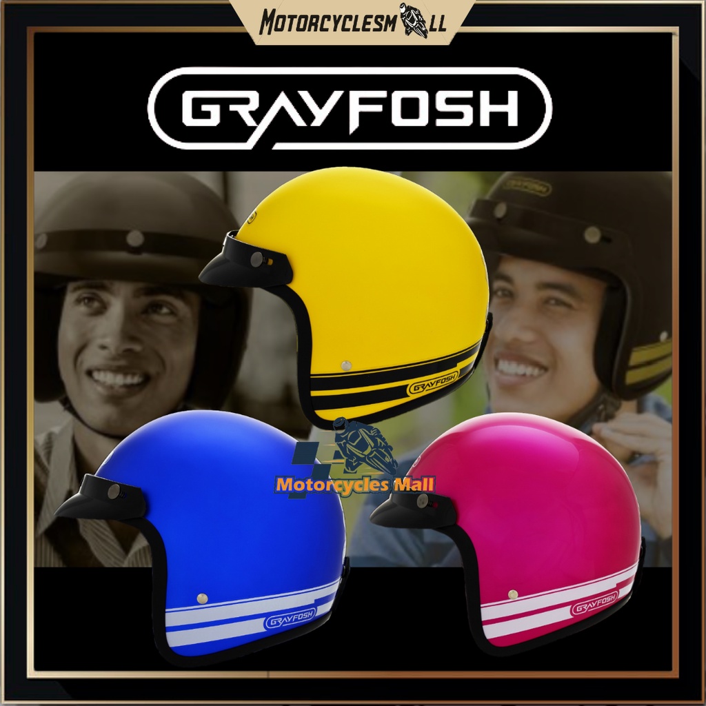 MOTORCYCLEMALL [PROMO] Grayfosh Era G57 Premium Open Face Helmet MS88 ...