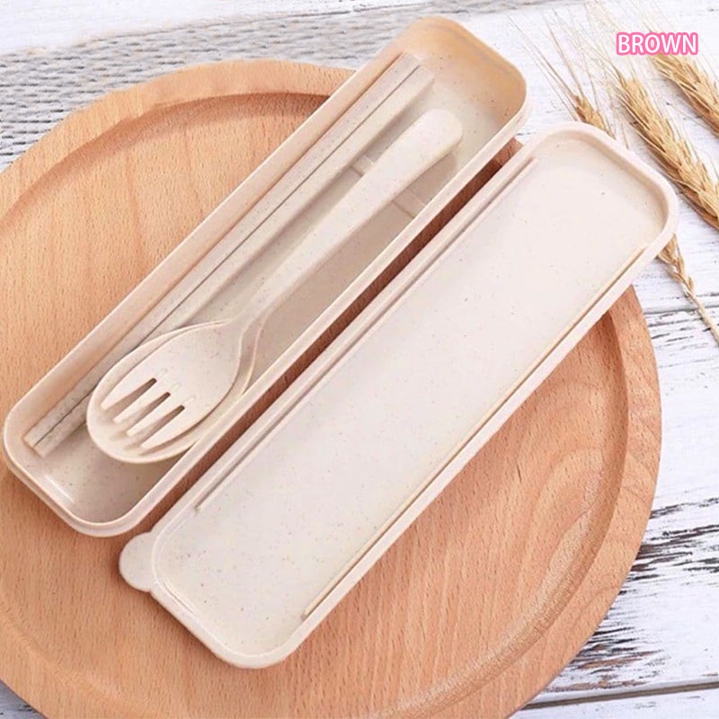 𝐄𝐂𝐎 𝐅𝐑𝐈𝐄𝐍𝐃𝐋𝐘 3pcs Wheat Straw Utensils Dinnerware Reusable Spoon Fork ...