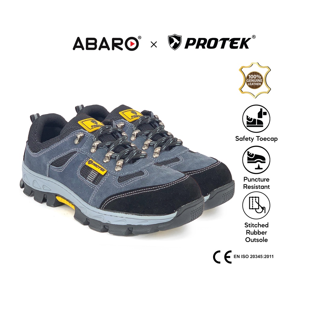 PROTEK 100% Genuine Leather/ Steel Toecap & Midsole Safety Shoes Men ...