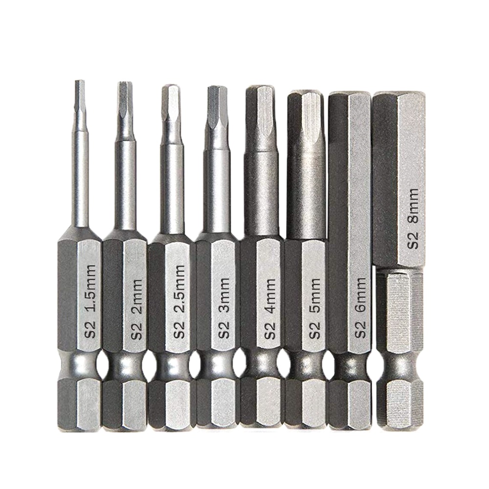 8Pcs 50mm 1/4 Inch Hex Shank Magnetic Hex Head Screwdriver Bits 1.5mm ...