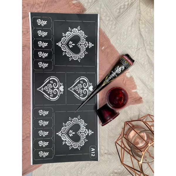 Stiker Inai Set Combo 4 In 1(set lengkap 1 set stiker 2inai celup 1inai ...